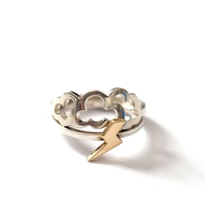 Cloud & Lightning Rings Sterling Silver 9ct Yellow Gold - Etsy