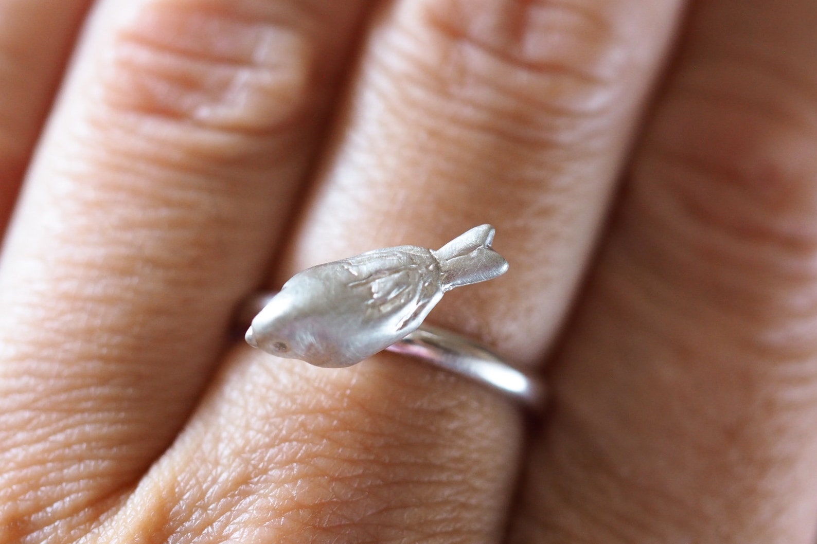 Bird Ring Silver Bird Ring Diamond Eyes Handmade Bird Ring | Etsy