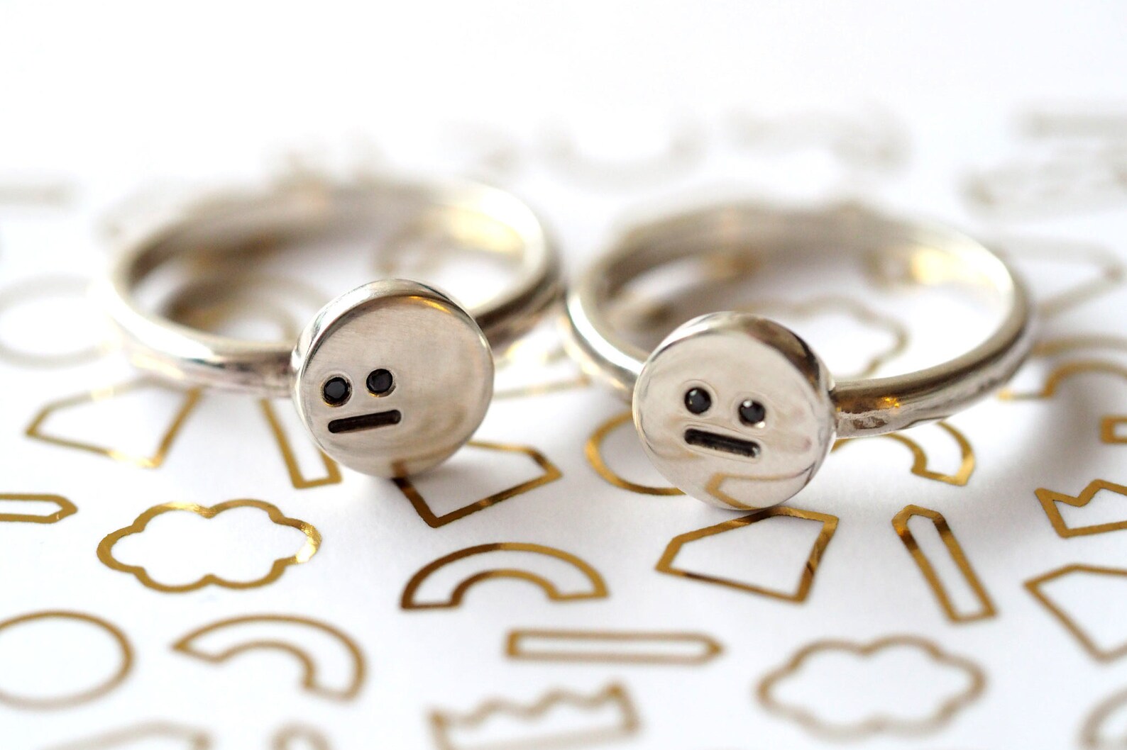 Face Rings Sterling Silver & Black Diamond Ring Handmade - Etsy