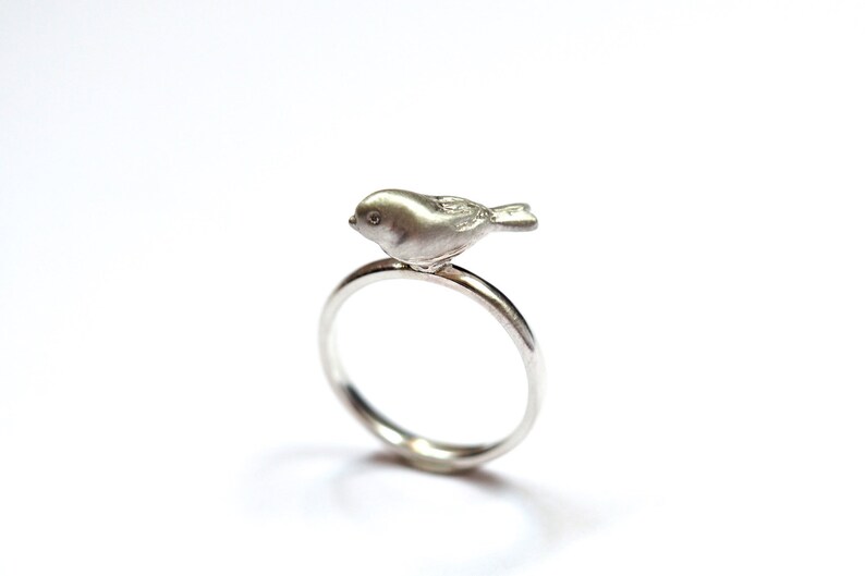 Bird Ring Silver Bird Ring Diamond Eyes Handmade Bird Ring - Etsy