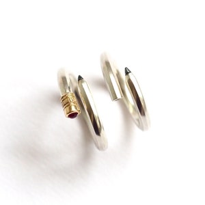 Pencil Ring / Recycled 9ct Gold / Ruby Rubber / Handmade Pencil Ring ...