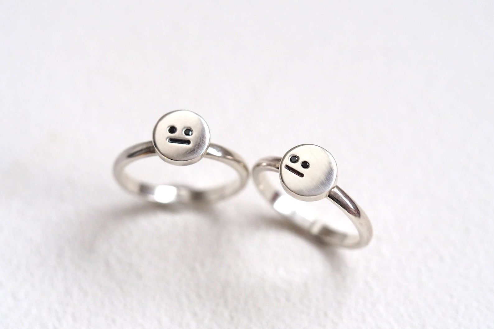 Face Rings Sterling Silver & Black Diamond Ring Handmade - Etsy