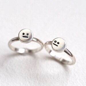 Face Rings Sterling Silver & Black Diamond Ring Handmade - Etsy