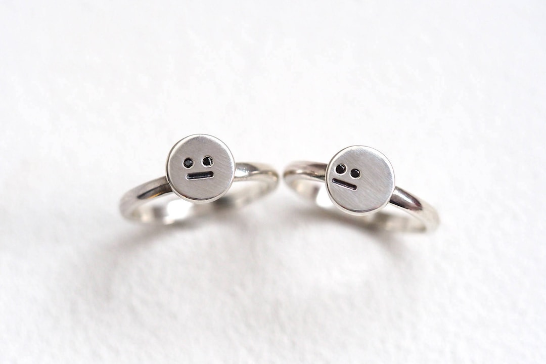 Face Rings Sterling Silver & Black Diamond Ring Handmade - Etsy