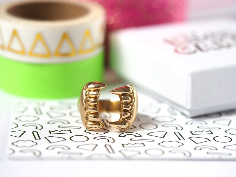 Fangs Ring Gold Fangs Chunky Gold Ring Handmade Gold Ring | Etsy