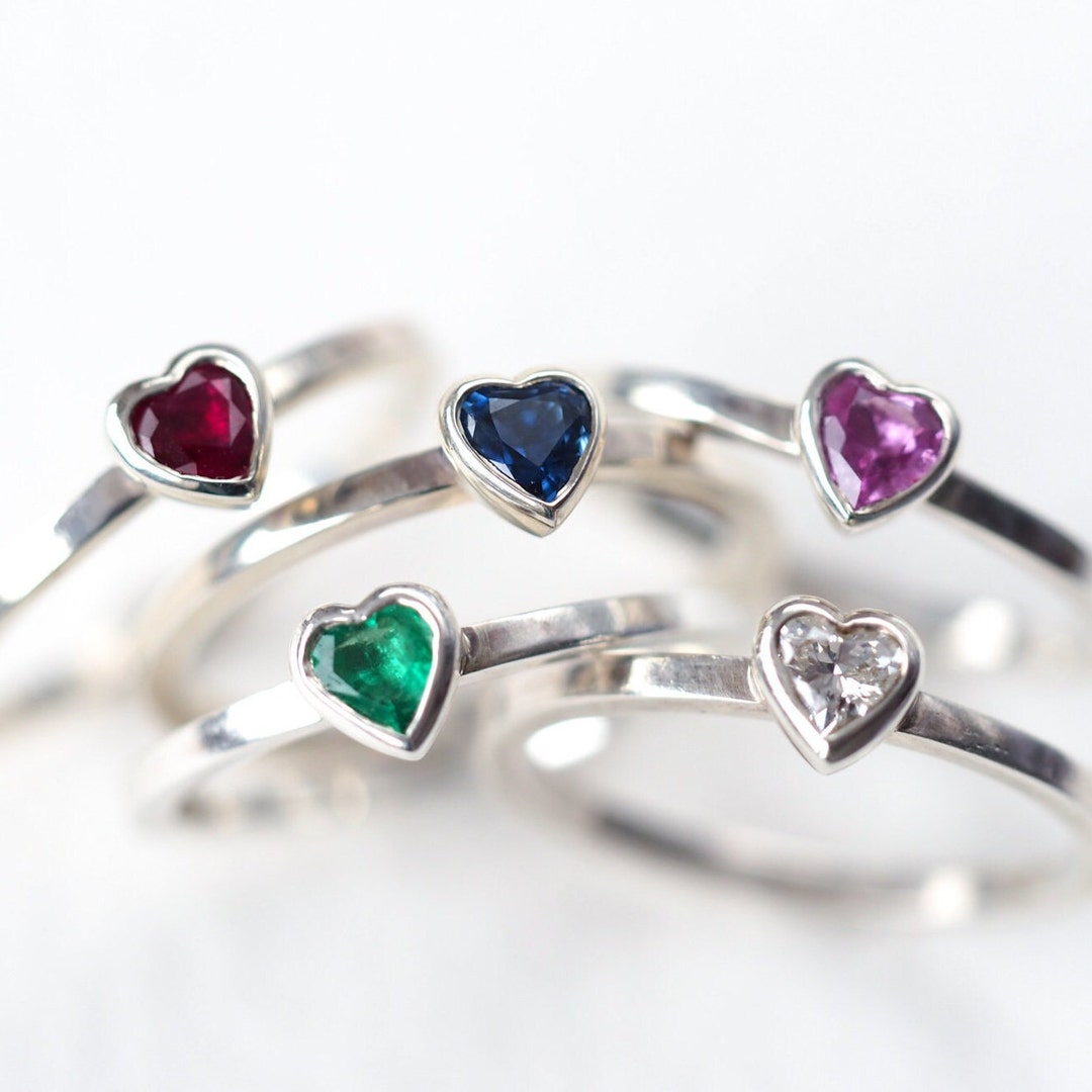 Heart Ring Stone Ring Handmade Ring Silver Ring Ruby Ring - Etsy