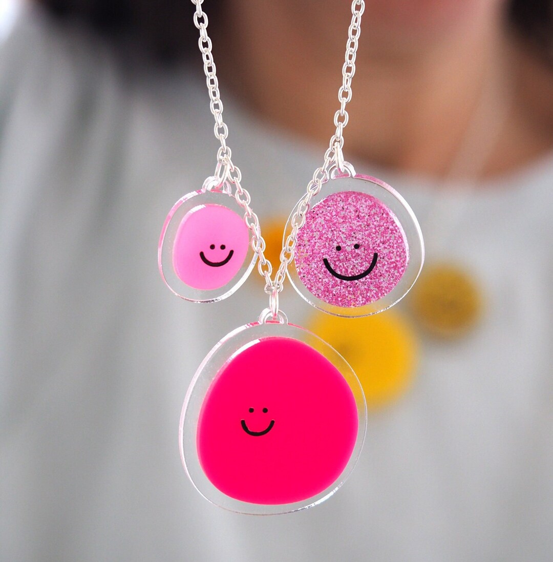 Happy Blobs Necklace: Laser Cut Acrylic Smile Jewellery - Etsy