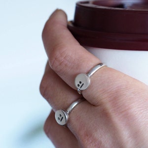 Face Rings Sterling Silver & Black Diamond Ring Handmade - Etsy