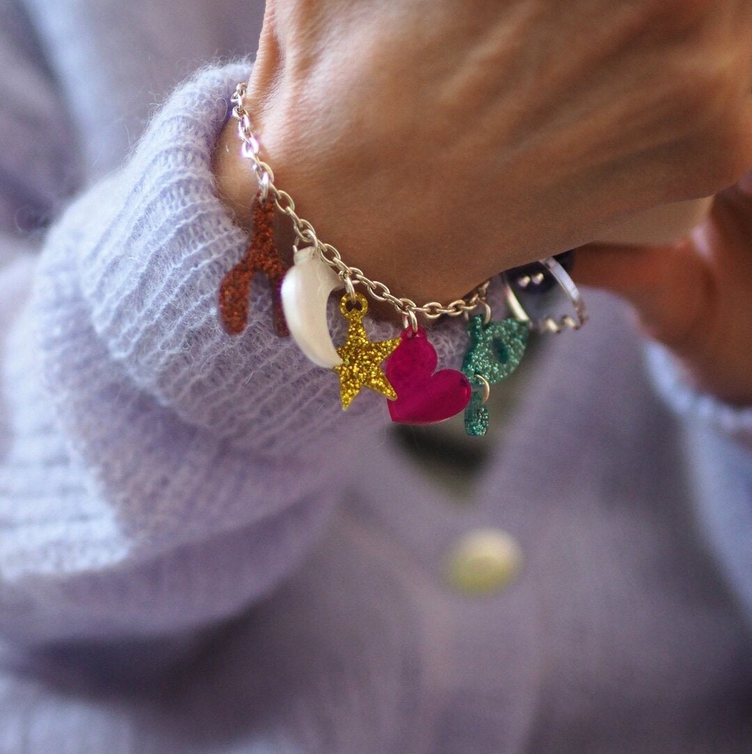 Cosmic Bracelet / Laser Cut Acrylic Charms / Charm Bracelet / Rockcakes ...