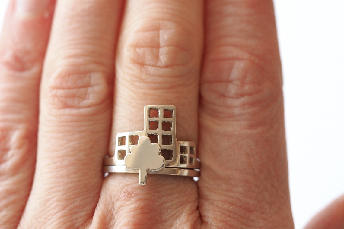 Anillos de escena de la ciudad Anillo de construcción Anillo - Etsy España