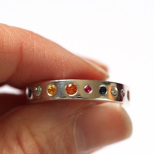 Planet Ring / Recycled Sterling Silver / Sapphire / Diamond / Ruby ...