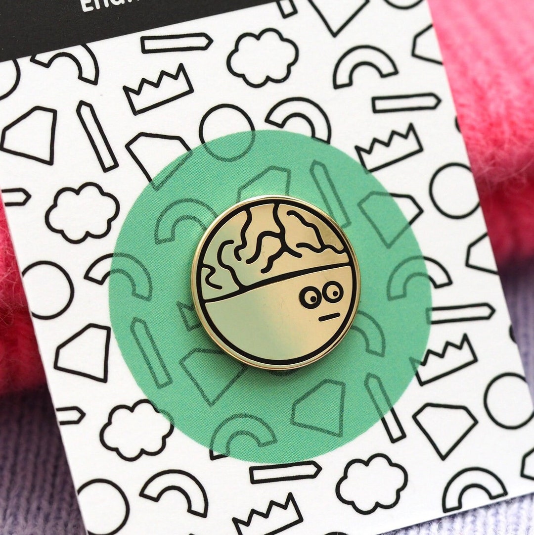 Mr Brain Enamel Pin Badge / Kids Drawing / Brain Brooch / Illustrated ...