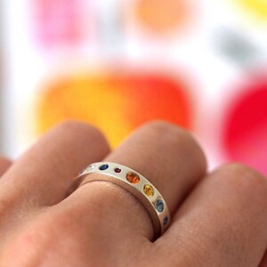 Planet Ring / Recycled Sterling Silver / Sapphire / Diamond / Ruby ...