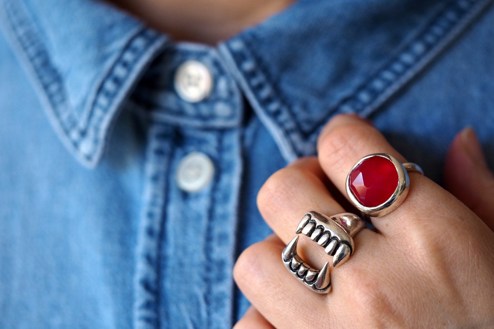 Silver Fangs Ring | Etsy
