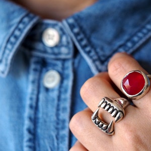 Silver Fangs Ring | Etsy