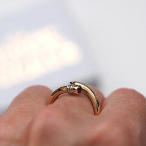 Pencil Ring / Recycled 9ct Gold / Ruby Rubber / Handmade Pencil Ring ...