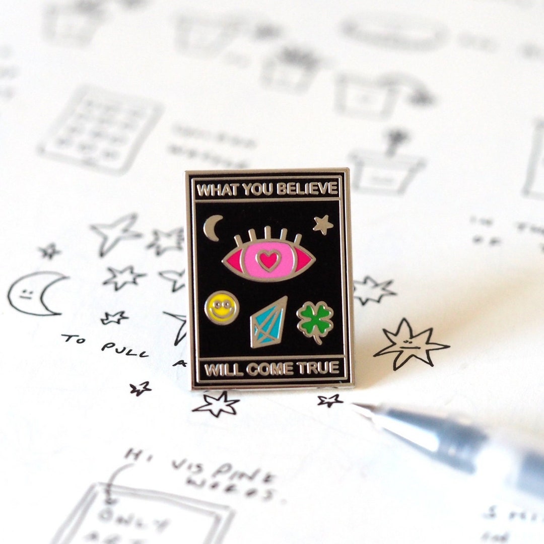 Tarot Card Enamel Pin / Positive Thinking Brooch / Lapel Pin / Tarot ...
