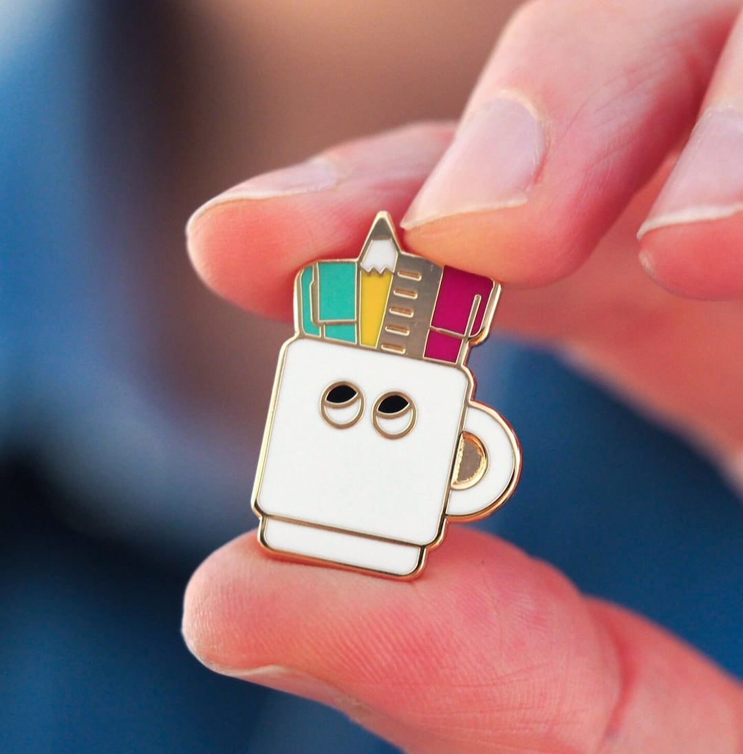 Pen Pot Enamel Pin / Desk Tidy Pin Badge / Mug Brooch / - Etsy