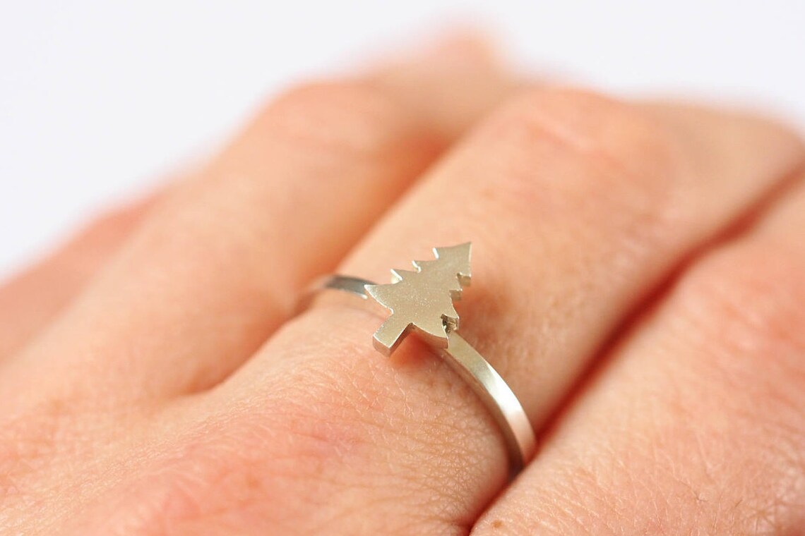 Evergreen Tree Ring Handmade Silver Tree Ring Super Dinky - Etsy