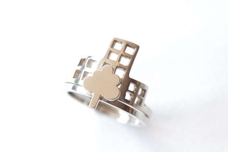 Anillos de escena de la ciudad Anillo de construcción Anillo - Etsy España