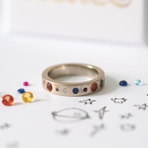 Planet Ring / Recycled Sterling Silver / Sapphire / Diamond / Ruby ...