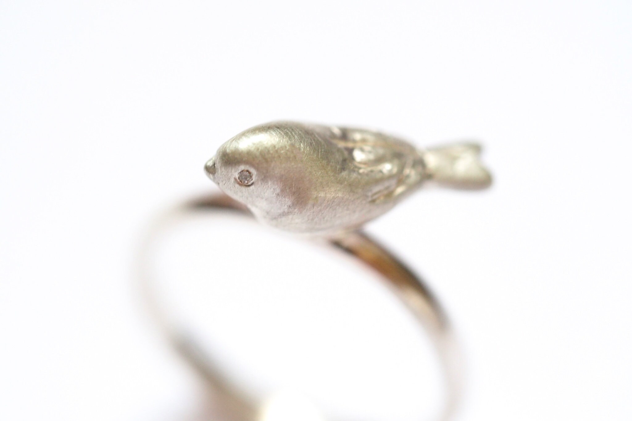 Bird Ring Silver Bird Ring Diamond Eyes Handmade Bird Ring | Etsy