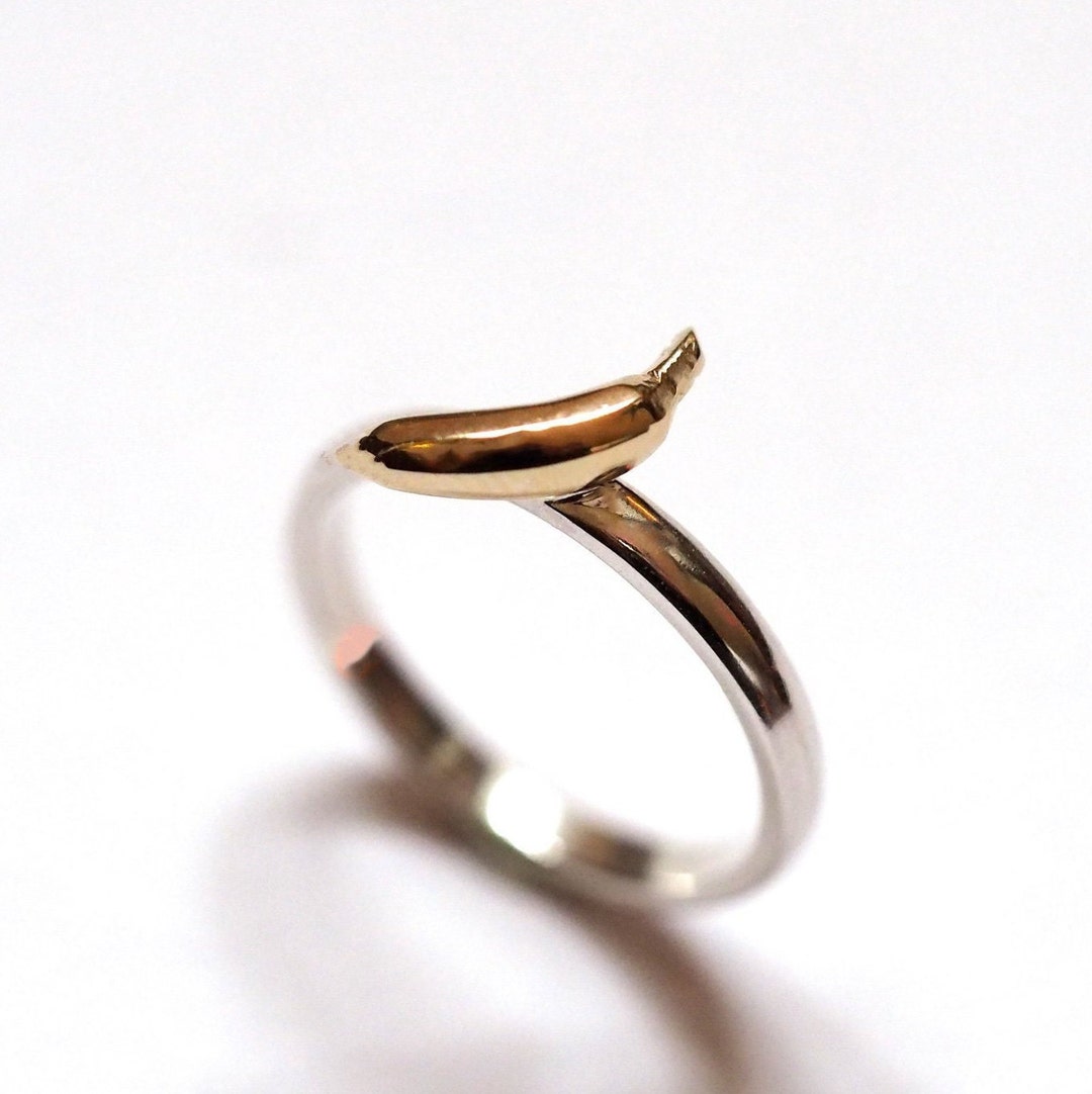 Banana Ring / 9ct Yellow Gold / Recycled Sterling Silver / Handmade ...