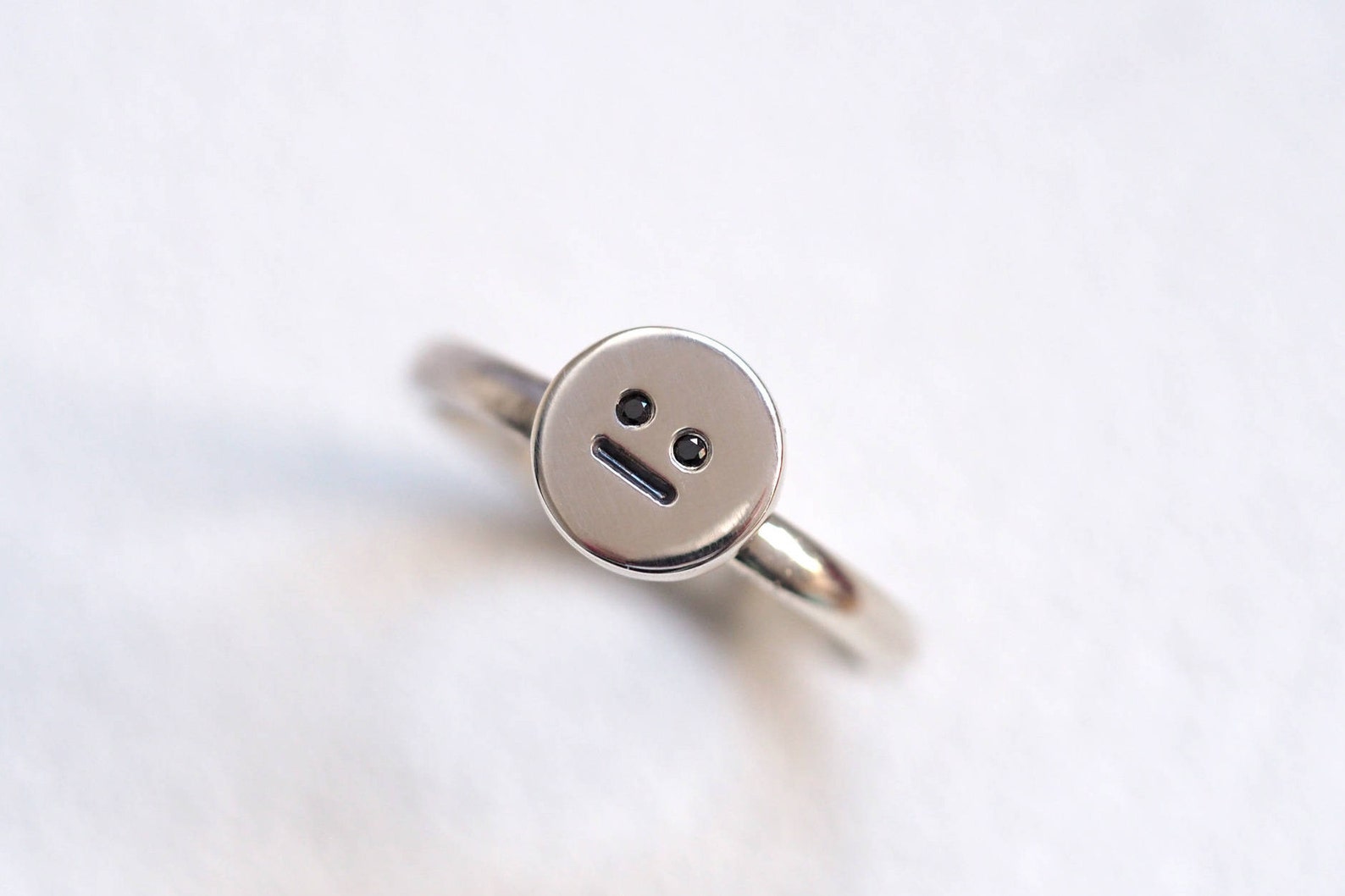 Face Rings Sterling Silver & Black Diamond Ring Handmade - Etsy