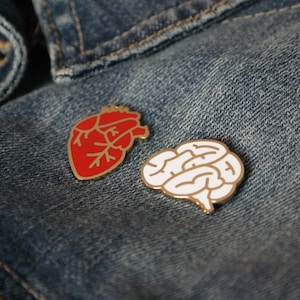 Heart & Brain Enamel Pin Badges / Gift for Lovers / Girlfriend - Etsy
