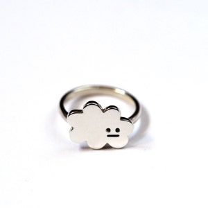 Cloud Ring, Handmade in Sterling Silver, Set With Black Diamond Eyes - Etsy