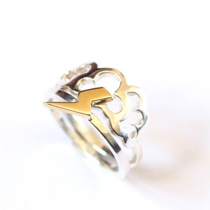Cloud & Lightning Rings, Sterling Silver, 9ct Yellow Gold, Stacking ...