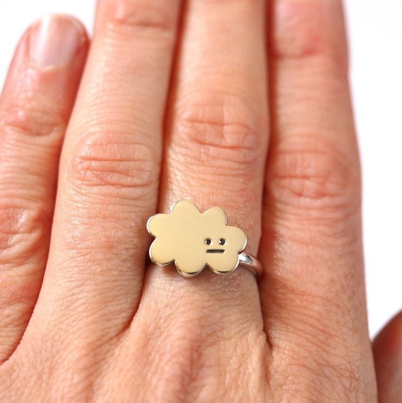 Cloud Ring Handmade in Sterling Silver Set With Black - Etsy