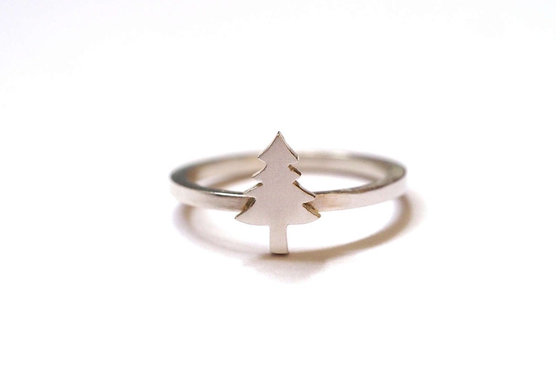 Evergreen Tree Ring, Handmade Silver Tree Ring, Super Dinky Tree ...