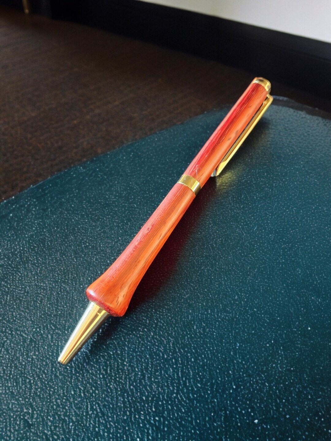 Hand Turned Paduk Wooden Pen: Exotic Twist Pen With Gold Chrome - Etsy