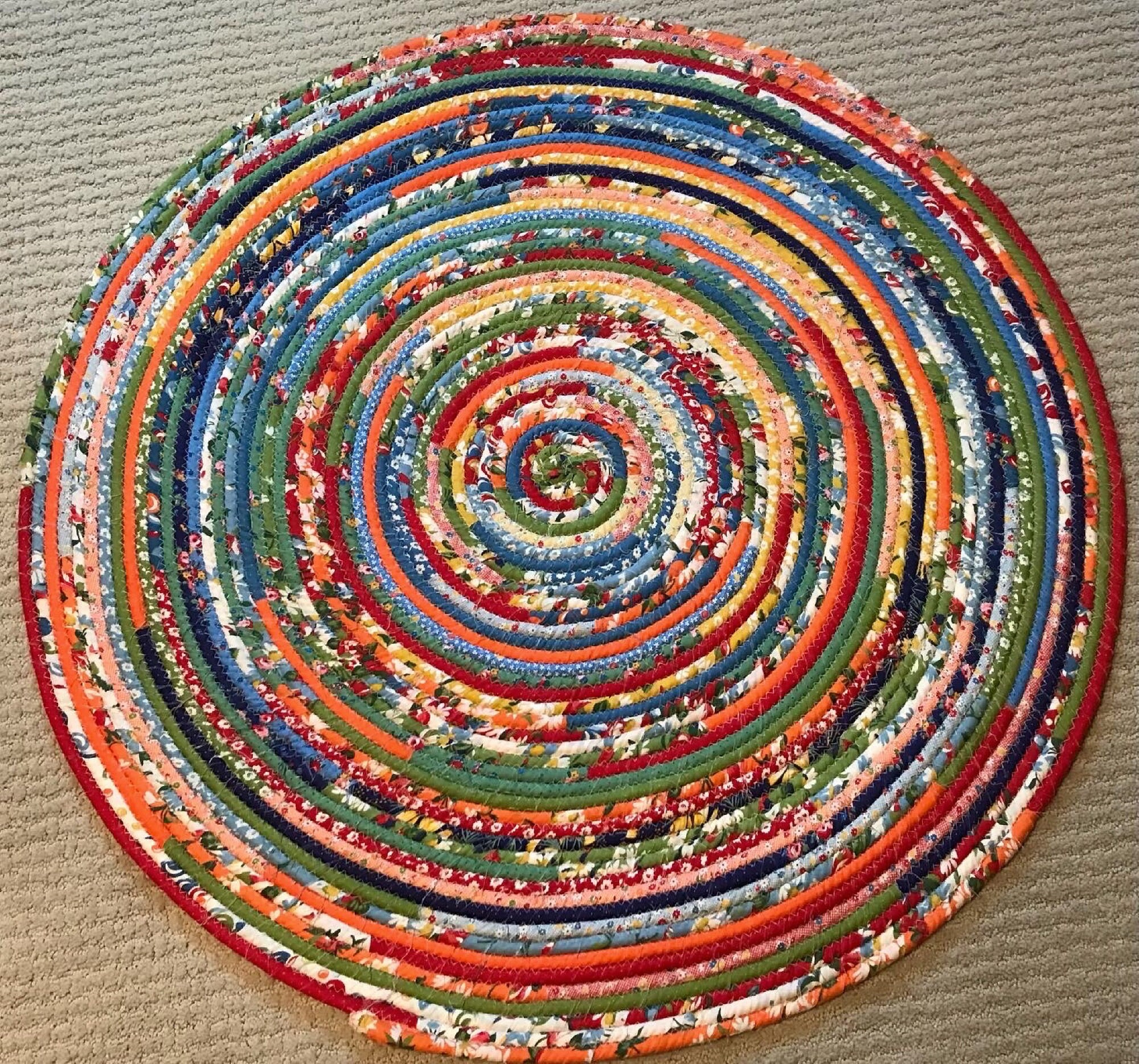 NEW Handmade Coiled Rag Rug From '30s Style Fabrics Boho Retro - Etsy