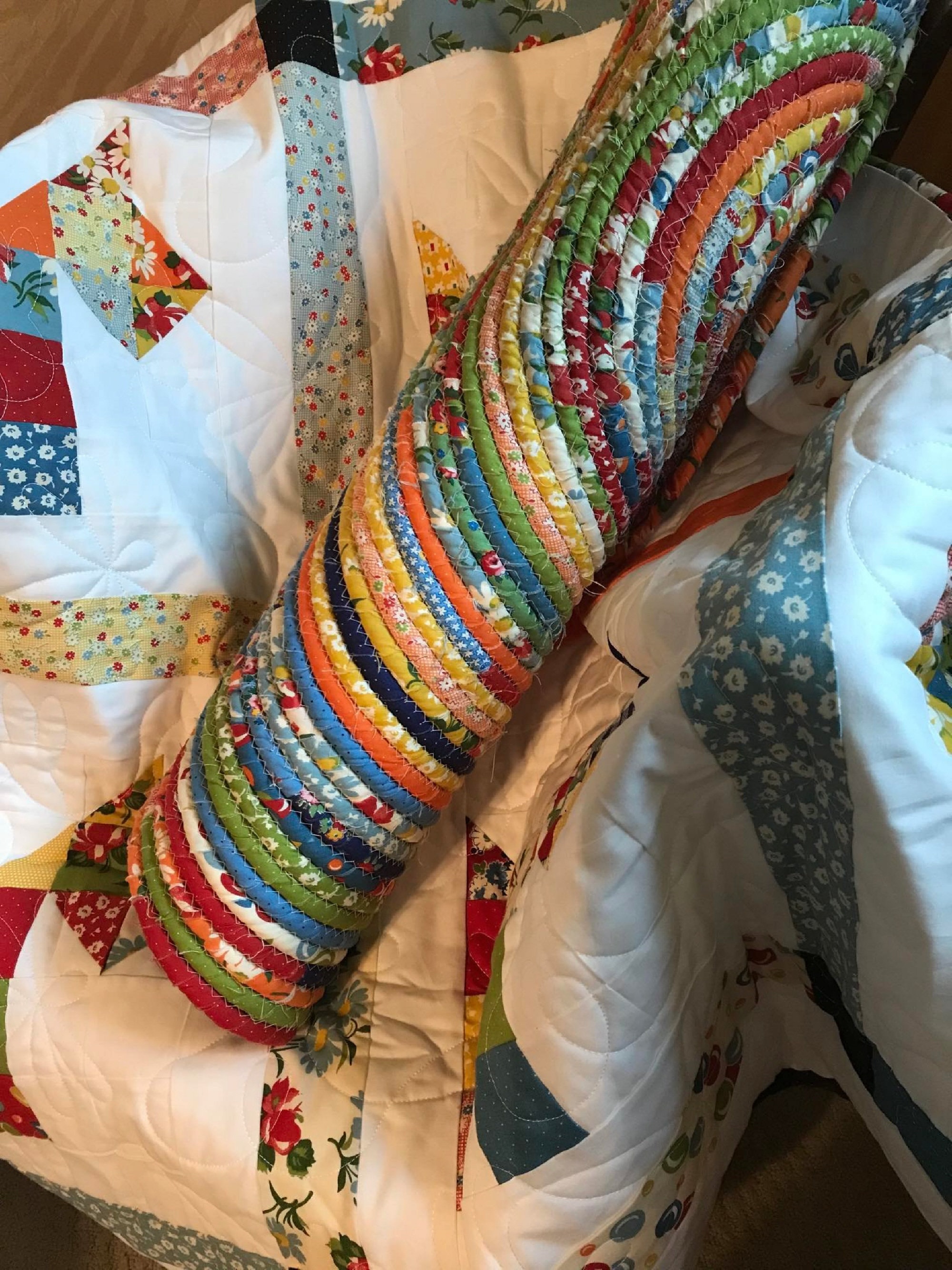 NEW Handmade Coiled Rag Rug From '30s Style Fabrics Boho Retro - Etsy