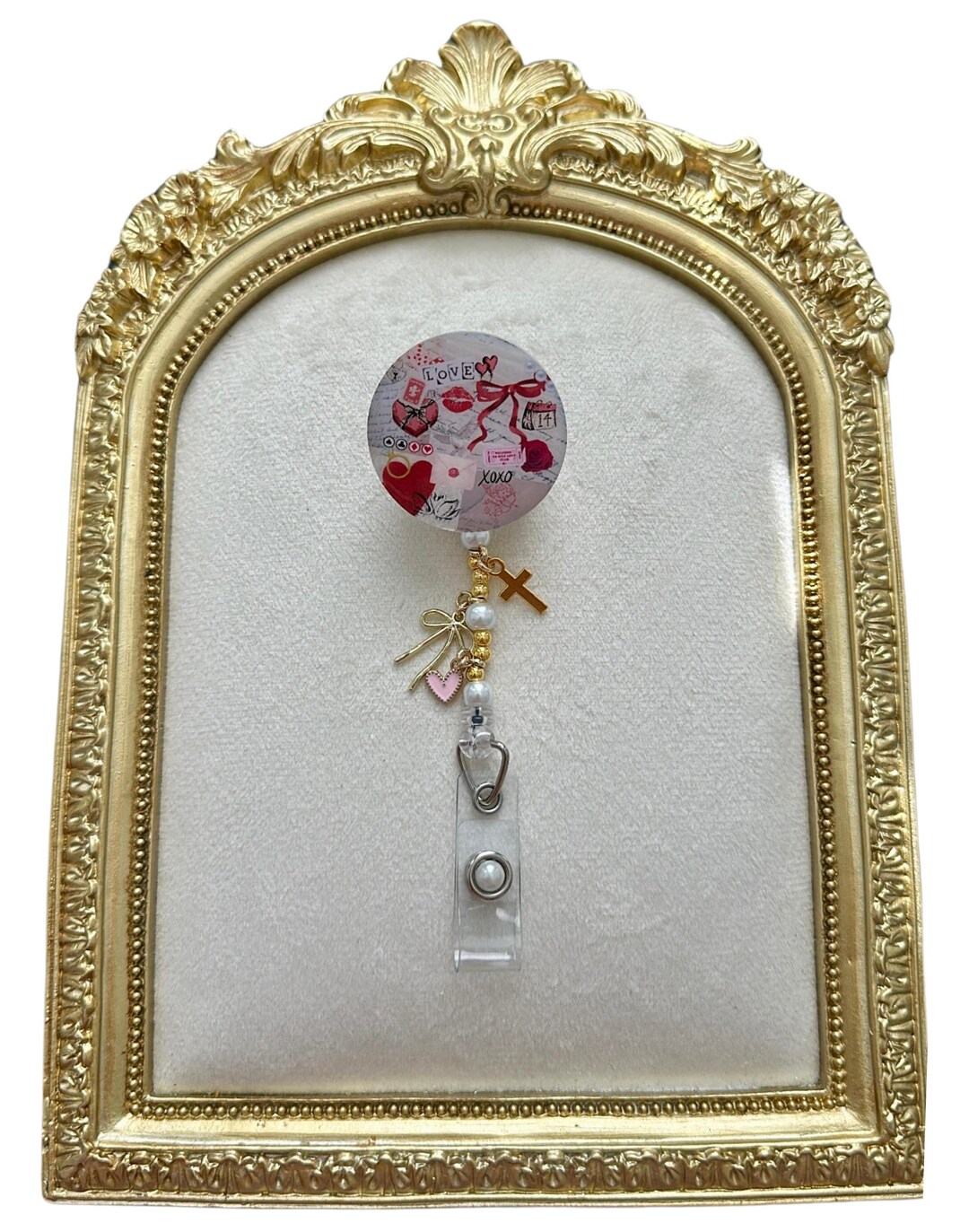 Vintage Valentine's Day Collage Badge Reel, Customizable, Alligator ...