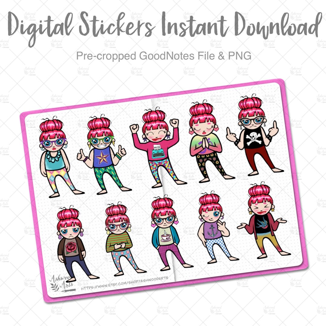 Moody Grrlz Sidney Stickers | Digital Planner Stickers | Goodnotes ...