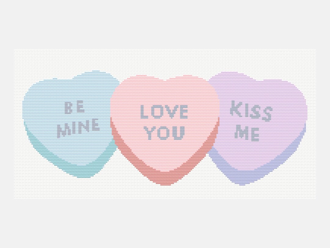 Valentine Conversation Hearts, Cross Stitch Pattern, PDF, Digital File ...