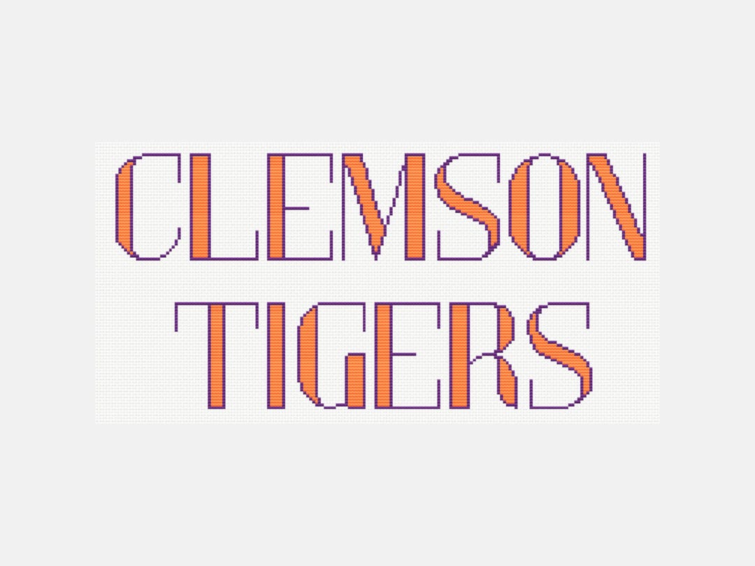 Clemson Tigers, Bold Font, Cross Stitch Pattern, Needlepoint Pattern ...