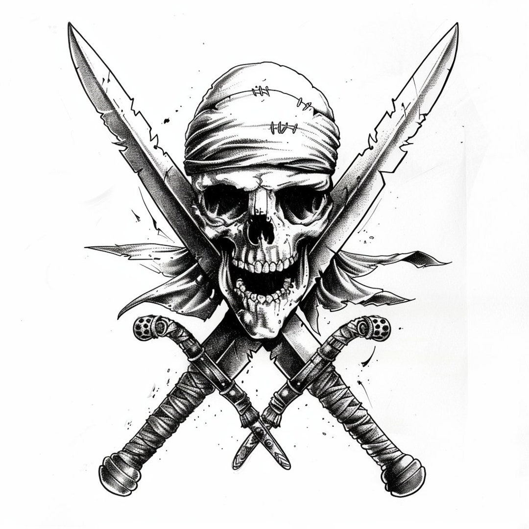 Pirate Swords 3 Tattoo Design Digital Download - Etsy