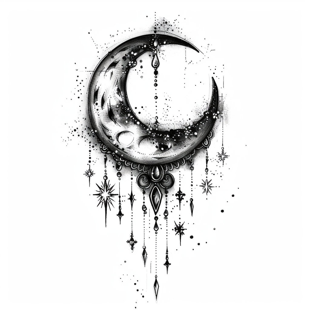 Crescent Moon 1 Tattoo Design Digital Download - Etsy