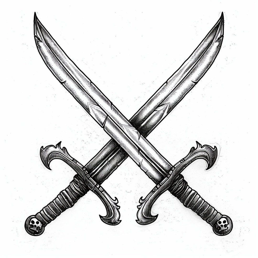 Pirate Swords 2 Tattoo Design Digital Download - Etsy