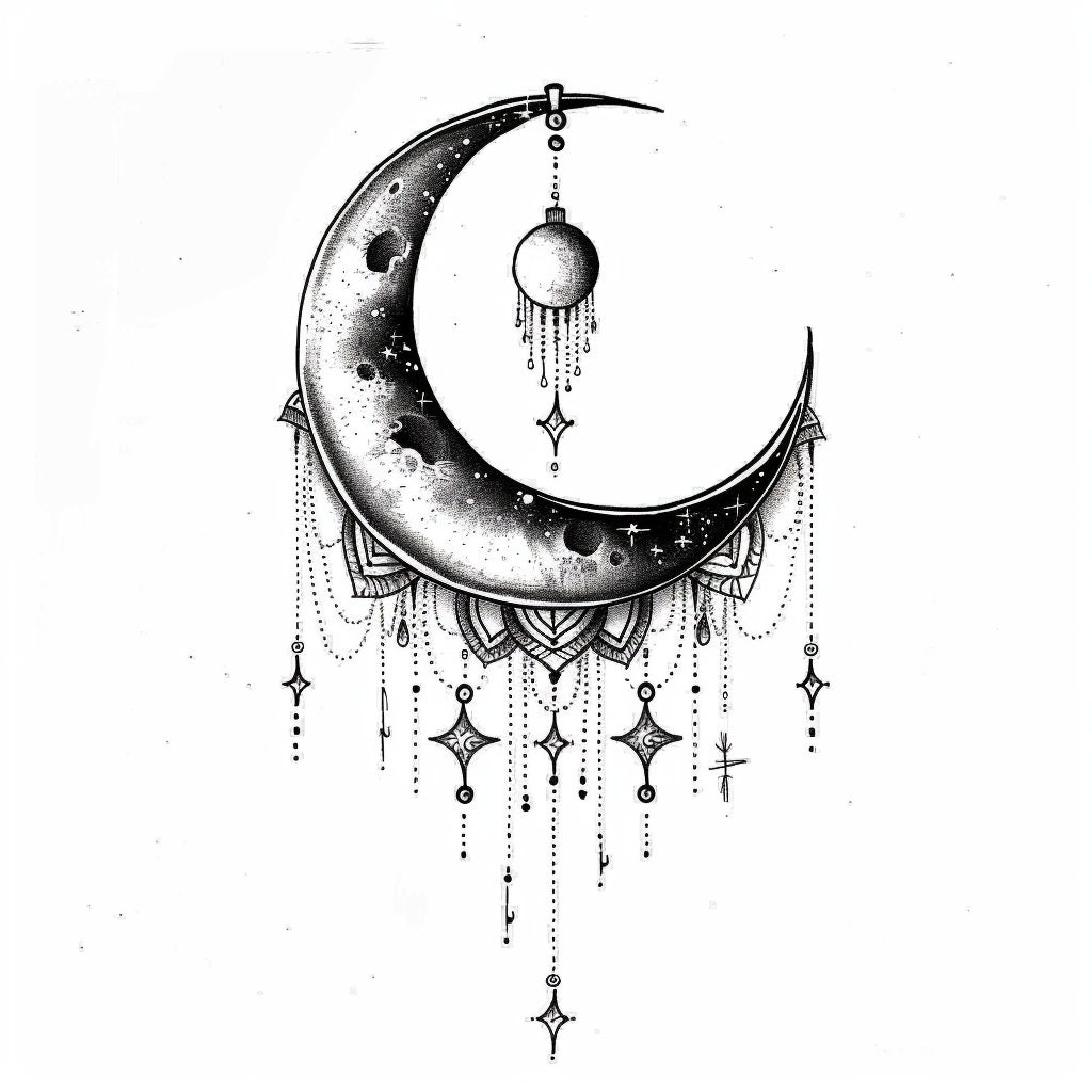 Crescent Moon 4 Tattoo Design Digital Download - Etsy