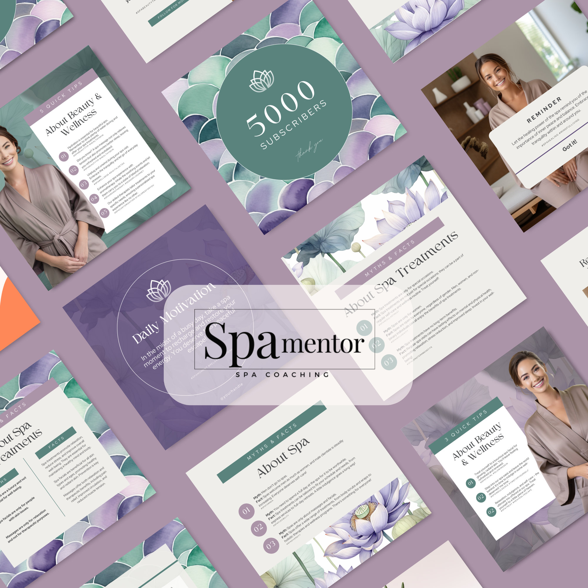 30 Editable CANVA Spa Instagram Posts & Wellness Posts - Etsy