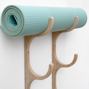 Yoga Mat Holder, 5.5 In, Wooden Wall Holders, Mat Hooks, Wall Mount ...