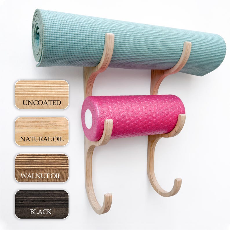 Yoga Mat Holder, 5.5 In, Wooden Wall Holders, Mat Hooks, Wall Mount ...