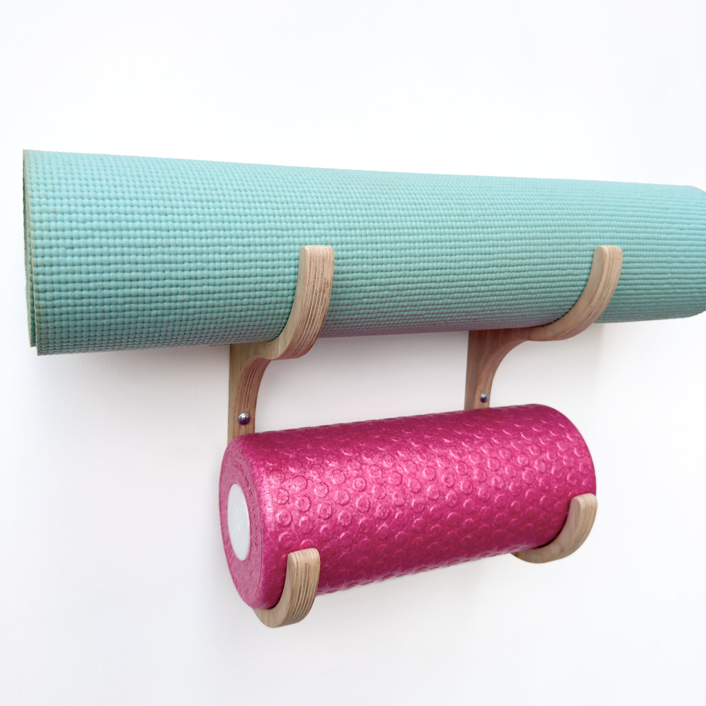 Wooden Wall Holders 6.5", Yoga Mat Holder, Yoga Mat Hooks, Wall Mount ...