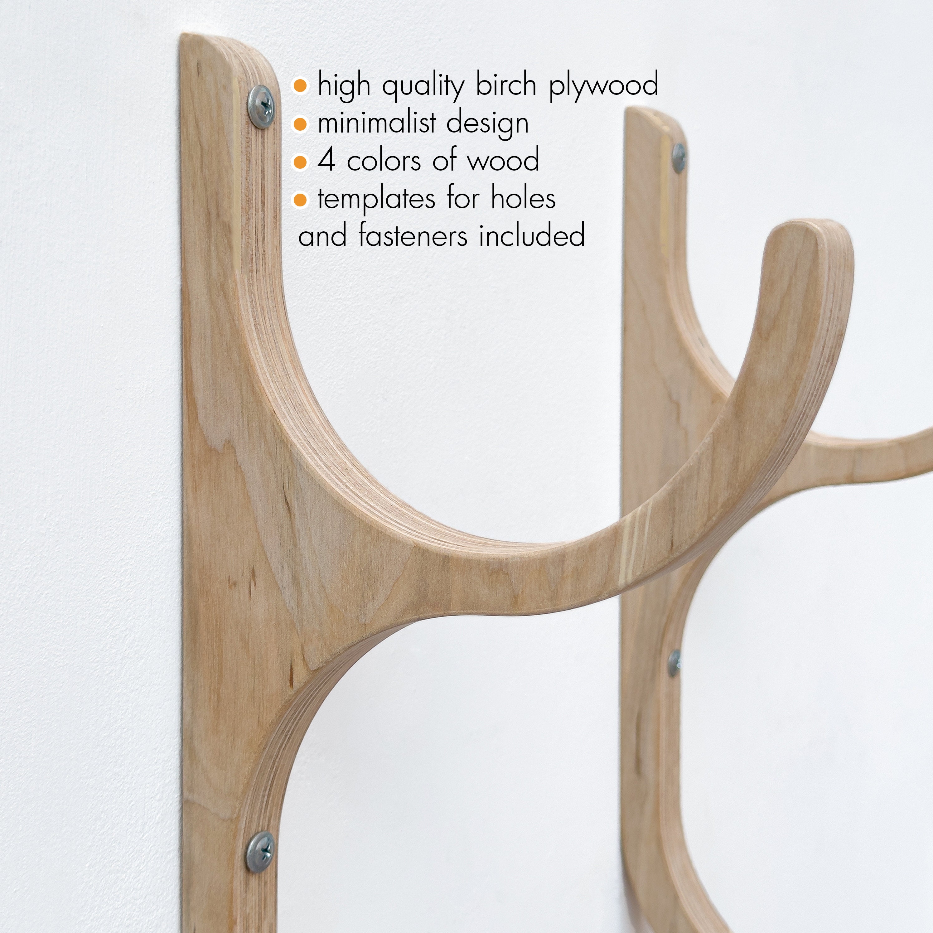 Wooden Wall Holders 6.5", Yoga Mat Holder, Yoga Mat Hooks, Wall Mount ...