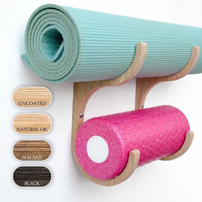 Wooden Yoga Mat Hooks, Wall Mount Wooden Yoga Mat Holder, Yoga Mat ...